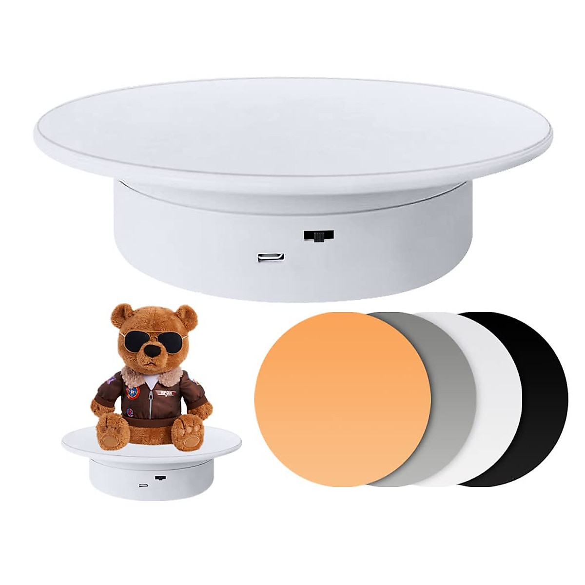 CEXUW Display 360 Degree Electric Turntable,for Small Product Display, 7.87in Diameter product photography turntable