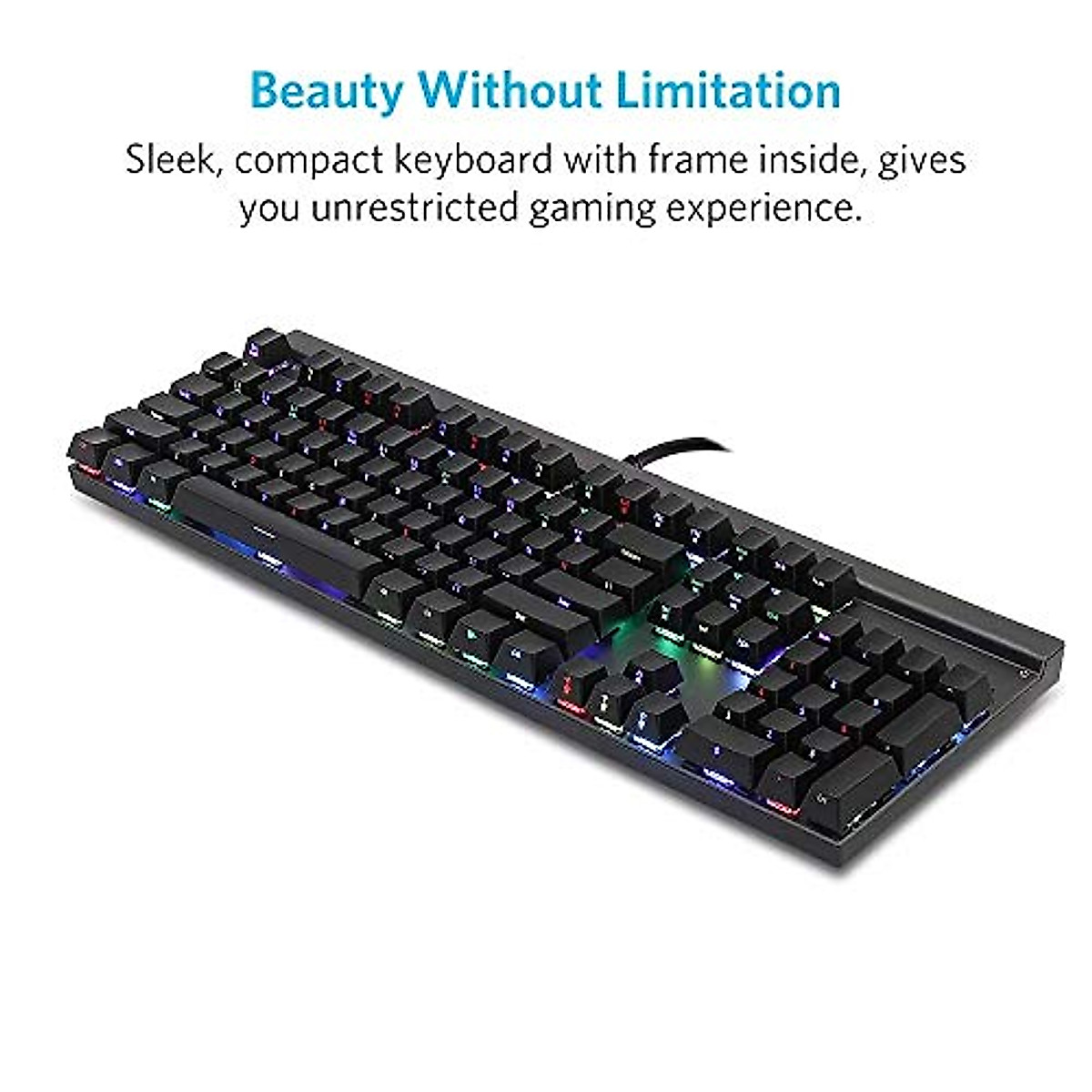 Teerwere Gaming Keyboard 104 Key Outemu Blue Switch Side Printed RGB Mechanical Gaming Keyboard Full Color Backlit System Mechanical Gaming Keyboard (Color : Black, Size : One Size)