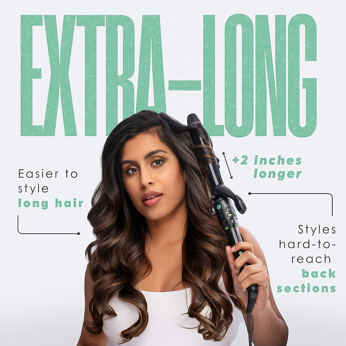 MINT Professional Extra Long Hair Curling Iron 1 1/4 inch | 2-Heater Ceramic Barrel That Stays Hot | 1.25 Inch Hair Iron Curler for Medium to Large Curls | Travel-Ready International Dual Voltage
