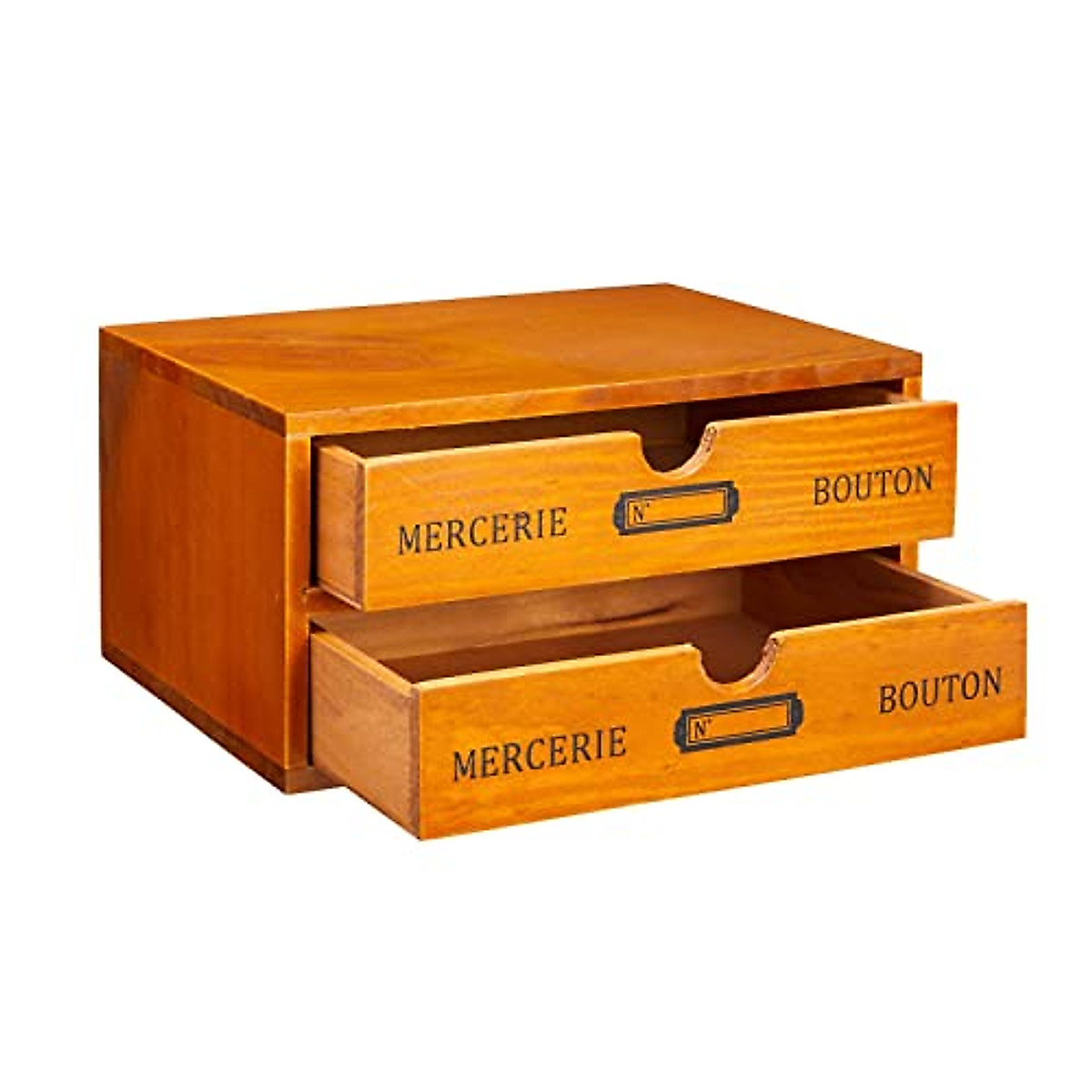 Vintage Wooden Storage Box with Drawers for Desk Organization