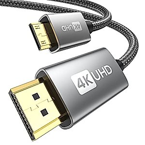 Silkland Mini HDMI to HDMI Cable 4K, [High Speed, Braided] HDMI Mini 2.0 Cord, ARC, HDR, Compatible with Nikon, Canon EOS, DSLR Camera, Camcorder, Tablet, Graphics Video Cards, Pico Projector, 6.6FT