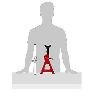 Amazon Basics Steel Jack Auto Stands, 3 Ton Capacity, 1 Pair, Black and Red