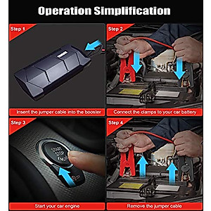 10800mAh Portable Car Jump Starter Quick Charge Pack for Up to 5.0 Liter Gasoline and 3.0 Liter Diesel Engines 12V Auto Battery Booster Charger Power (A6)