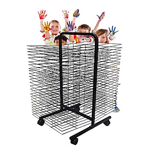 Art Drying Rack for Classroom Painting Crafts, 50Tier Art Drying Rack - Sturdy Metal Art Rack, Art Cart with Swivel Wheels Perfect for Classroom Art Studios and Home Use Gifts for Kids