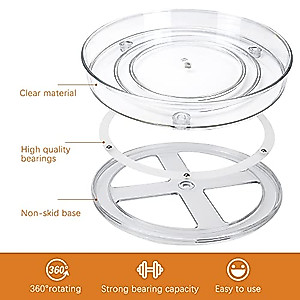 2 Pack Lazy Susan Organizer, 10.6" Clear Lazy Susan Turntable for Cabinet, Plastic Lazy Susan Cabinet Organizer- Kitchen Pantry Organization and Storage