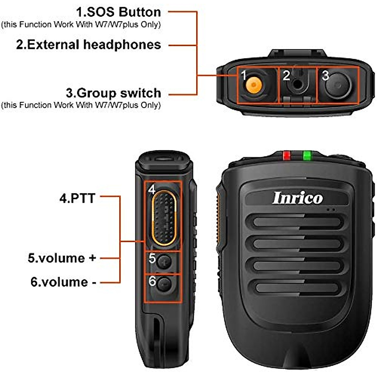 KJD Inrico B01 Wireless Handheld Microphone Bluetooth Version 4.2 PTT for W7 N60 W2PLUS Android Mobile Radio Phone Work with Zello Real PTT NOT Support iOS System 1111