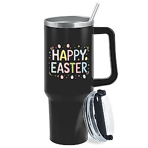 Happy Easter Tumbler 40 oz Tumblers with Lid and Straw Insulated Tumblers Stainless Steel Tumbler Funny Gifts for Women