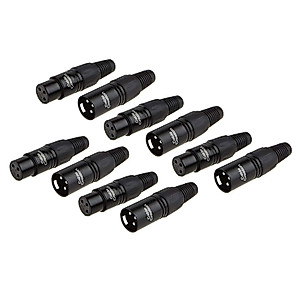 CableCreation [5-Pair XLR 3 Pin Male/Female Audio Mic Microphone Connector, Black Housing