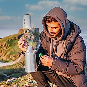 Trekker 20 oz. Anodized Aluminum Kelly Kettle® (0.6 ltr) Rocket Stove Boils water Ultra Fast with just sticks/twigs. Enables You to Rehydrate Food or Cook a Meal. For Camping, Fishing, Emergency