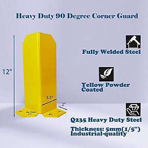 Pallet Rack Post Protectors 12" Height Steel Pallet Rack Guard, Safety Yellow Pallet Edge Protectors (2 Packs)