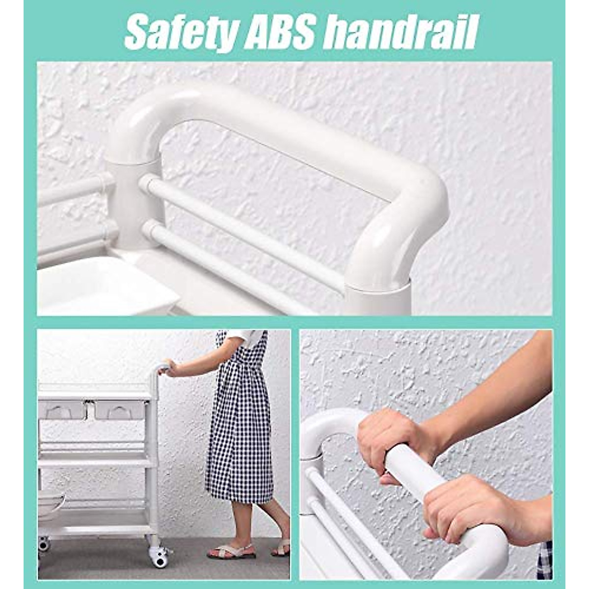 MTYLX Multifunctional Portable Trolleys with Wheels,Dental Mobile Utility Trolley Serving Cart with Wheels and Two Drawer, Gray White,64.5×44.5×98Cm