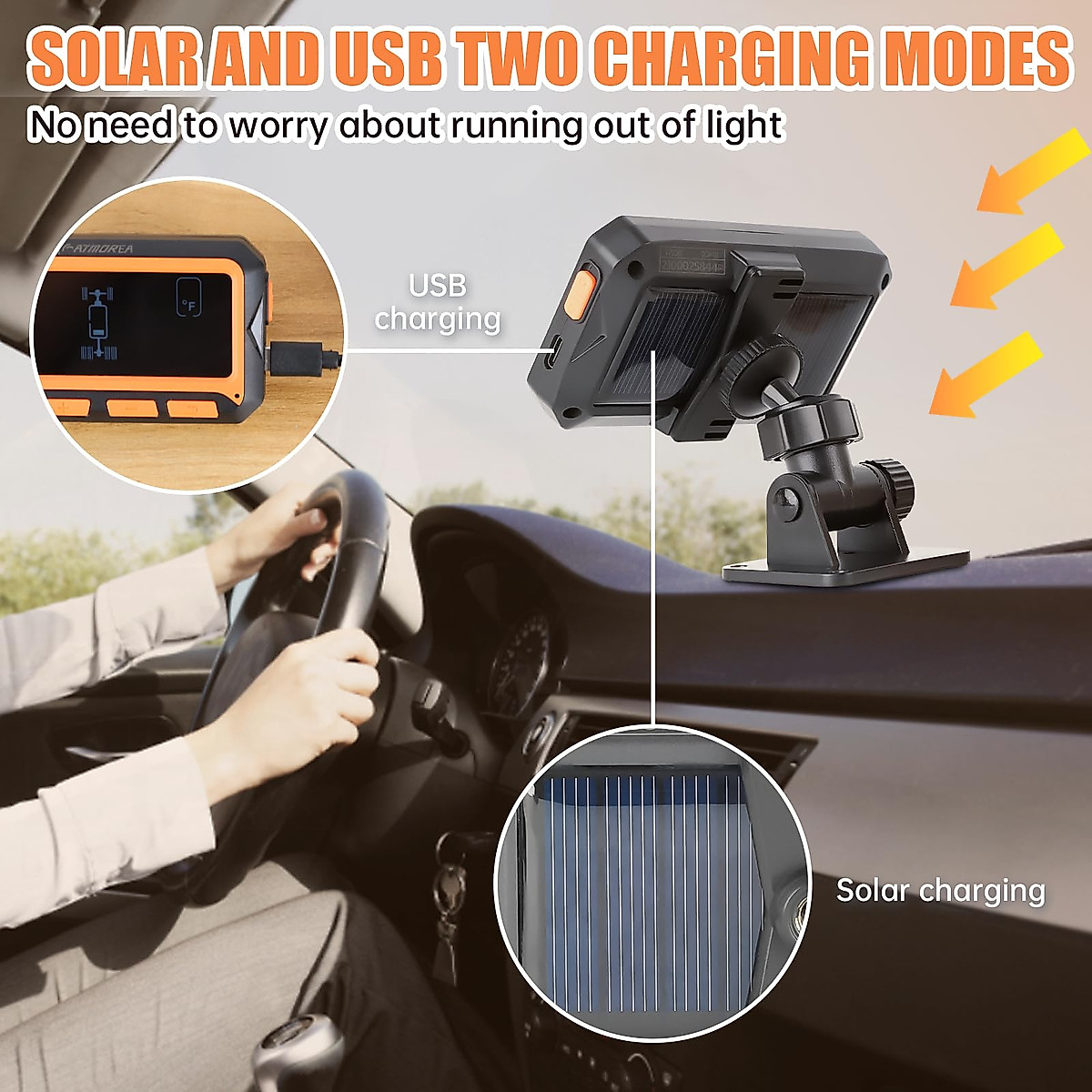 ATMOREA Tire Pressure Monitoring System RV TPMS with 6 Sensors 7 Alert Modes & Real Time Display Pressure&Tempereture Auto Sleep Mode