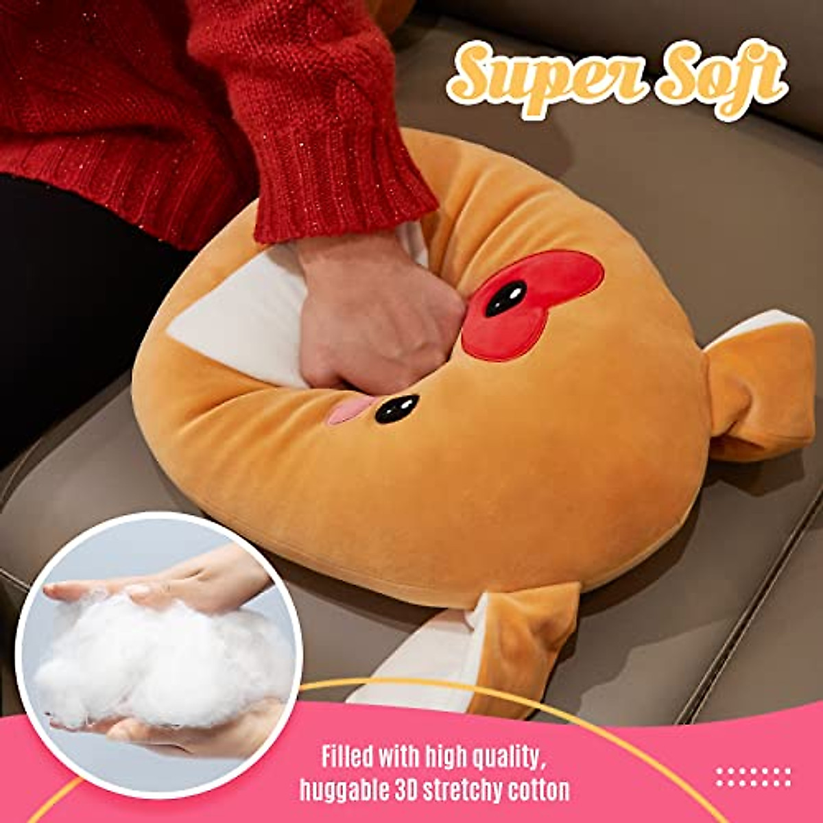 CozyWorld Puppy Dog Plushie Stuffed Animals Plush Pillow Soft Cuddly Toy Heart Love You Dog Valentine’s Birthday Gifts for Boys Girls 11.5 Inch