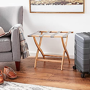 Wooden Mallet Designer Curve Leg Luggage Rack, Light Oak