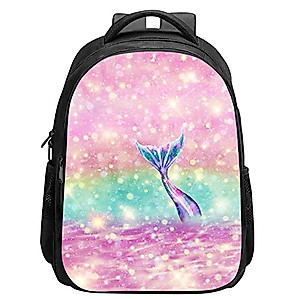 SARA NELL Kids Mermaid School Backpack Mermaid Tail Green Pink Galaxy Bookbag for Boys Girls, Kindergarten Elementary Toddler School Backpack, Premium Book Bag with 2 Main Compartment, 15.7 Inches