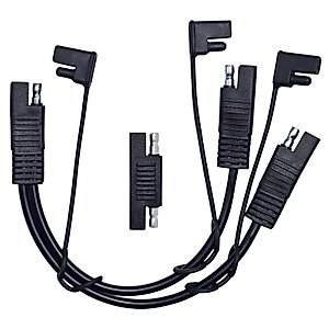 JINKAIMING SAE DC Power Y Splitter 2 Way Cable 18AWG 25cm/10inch, Polarity Reverse Adapter, SAE Outlet Expansion 1 to 2 Extension Cord with Dust Cap for Battery Charge Solar Panel Camera ATV Trailer