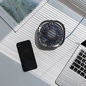 CALKED Birsppy AmuseNd USB Desk Fan Personal USB Power Desktop Fan Ultra-Quiet 3 Speeds 4inch Portable Mini Desk Fan for Bedroom Office Desktop (Blue)