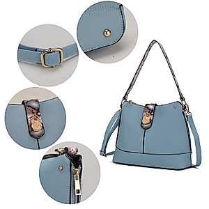 MKF Collection Shoulder Bag for Women, Vegan Leather and Faux Snake Trim, Fashion Hobo Handbag Messenger Purse