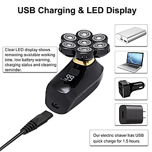 Electric Razor for Men, Electric Razors Waterproof Head Shavers for Bald Men Cordless Rechargeable Electric Shavers for Men with Hair Clipper Beard Nose Ear Hair Trimmer Facial Cleansing