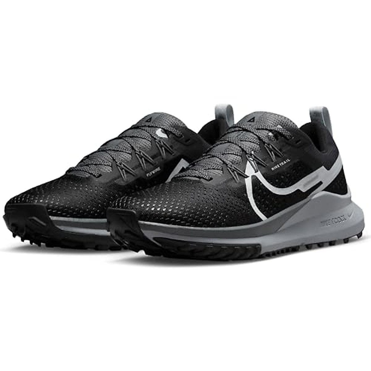 Nike Women's React Pegasus Trail 4 Running Shoes, Black/Aura-Dark Grey-Wolf Grey, 9 M US