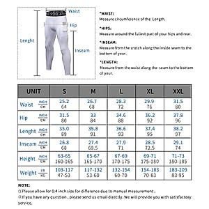 WRAGCFM Men's Compression Pants Workout Athletic Gym Leggings with Pockets Sports Yoga Running Baselayer Tights(White,XL)