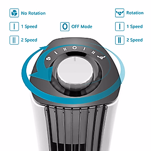 Small Oscillating Tower Fan, 14 Inch Ultra-Slim Quiet Desk Fan, Personal Table Fan, 2 Speed Settings and 2 Modes, Indoor Standing Fans for bedside Office Home Tabletop