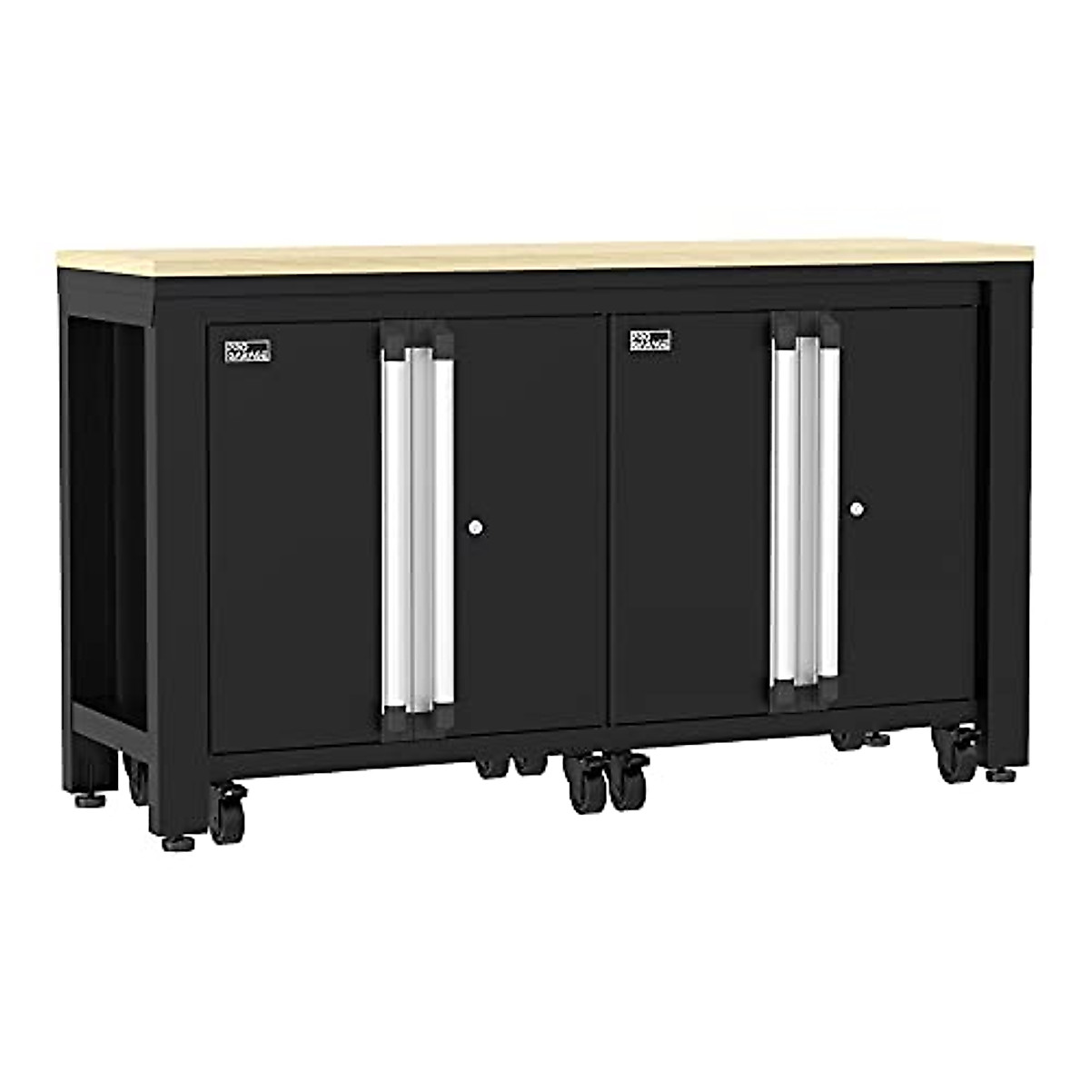 ClosetMaid ProGarage Garage Storage Base Cabinets & Workbench Top 3-Piece Set, Custom, Durable, Adjustable, Steel Construction, Black