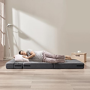 Z-hom Folding Sofa Bed, 6 inch Memory Foam Couch, Convertible Sleeper Chair Floor Mattress Couch, Folding Mattress with Pillow & Washable Cover for Living Room/Bedroom/Guest 76" x 39" x 6"(Dark Grey)