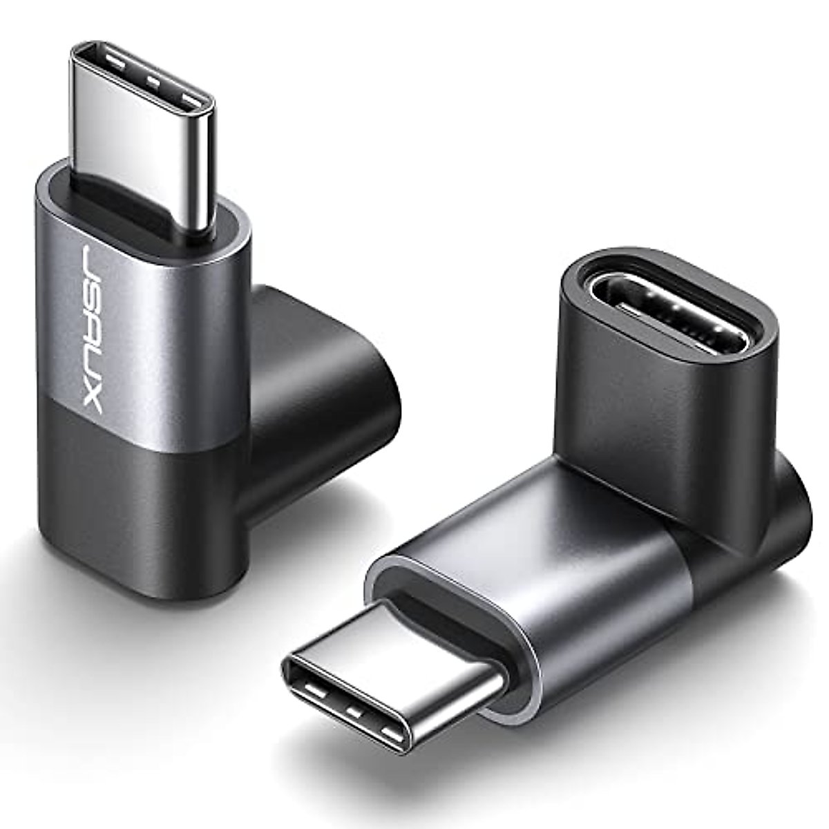 JSAUX 90 Degree USB-C Male to USB-C Female Adapter, Right Angle 2-Pack 40Gbps Data Transfer 100W USB Type C PD Extender Compatible with ROG Ally, Steam Deck, Switch and More Laptop, Tablet, Phone