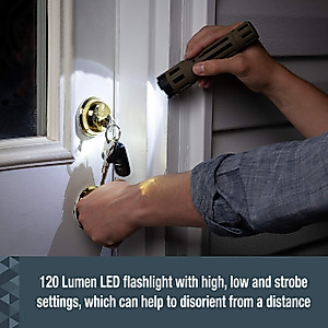 SABRE Stun Gun with LED Flashlight, Powerful Pain Inducing 1.820 µC Charge, 120 Lumens, Rechargeable Battery, Safety Switch, Includes Wrist Strap and Belt Holder