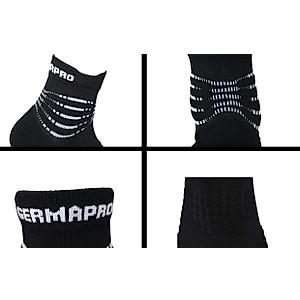 GermaPro 2 Pairs Multi-Sports Arch Compression Ankle Socks w/Moisture Wicking Anti-Stress Anti-Blister Fiber for Men & Women