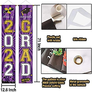 Graduation Decorations 2022 Purple Gold Graduation Party Supplies 2022 Graduation Banner Purple Gold Class of 2022 Congrats Grad Porch Sign and Foil Curtains Graduation Party Decorations by HappyField