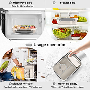 Amathley Bento box adult lunch box,lunch box kids,lunch containers for Adults/Kids/Toddler,5 Compartments bento Lunch box for kids with Sauce Vontainers,Microwave & Dishwasher & Freezer Safe(White)