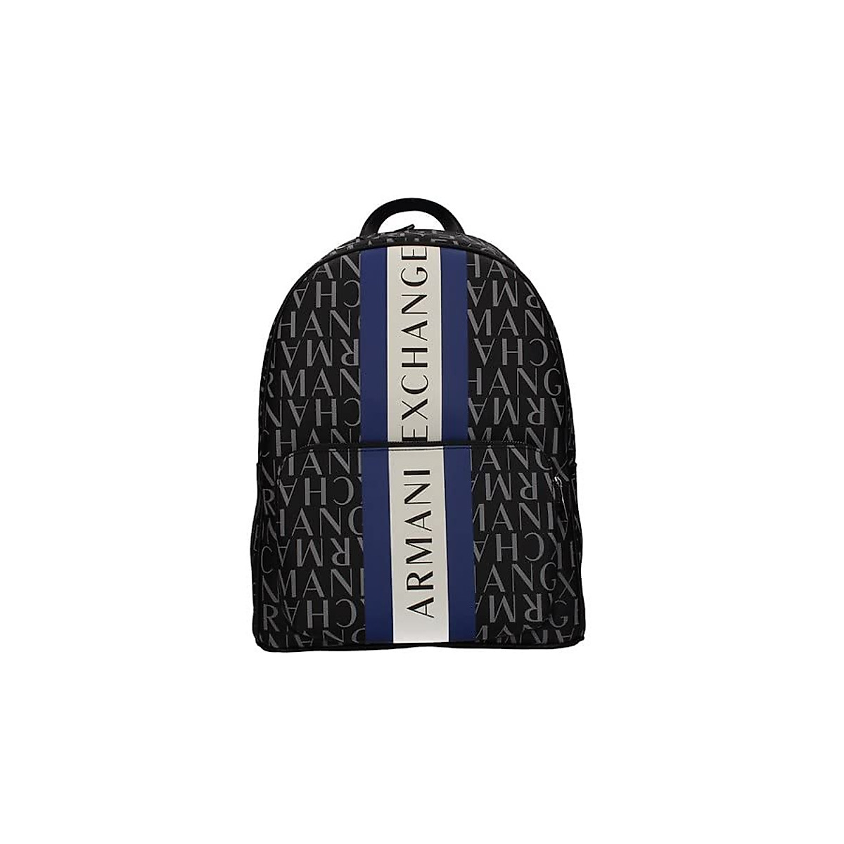 A|X Armani Exchange Men's Allover Logo Eco-Leather Backpack, Black Olivine, OS