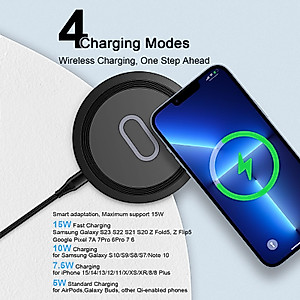 Wireless Charging Station for Google Pixel 8 Pro 7A 7 Pro 6 Pro 5, 15W Wireless Charger Fast Charging Pad with Adapter for Samsung Galaxy S24 S23 Ultra S22 S21 FE S20 Z Flip 5 Fold 5, Moto Edge 40 Pro