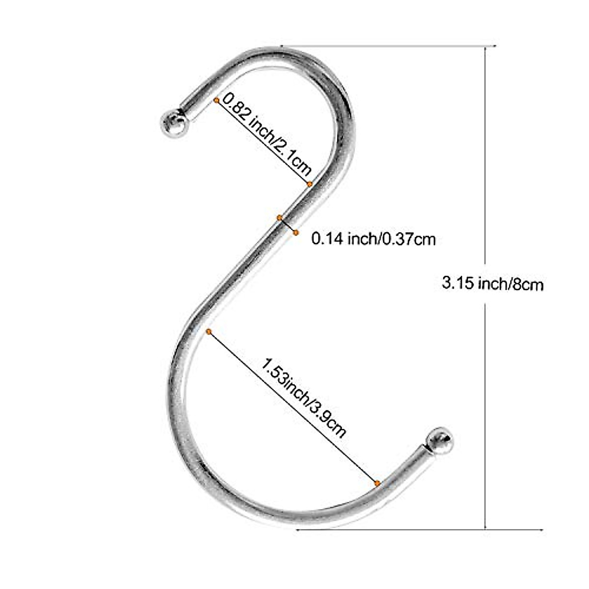 SumDirect S Hanging Hooks, Heavy Duty Stainless Steel S Shaped Hooks for Hanging Apparel Kitchenware Utensil (3 1/10 inch, 10pcs)