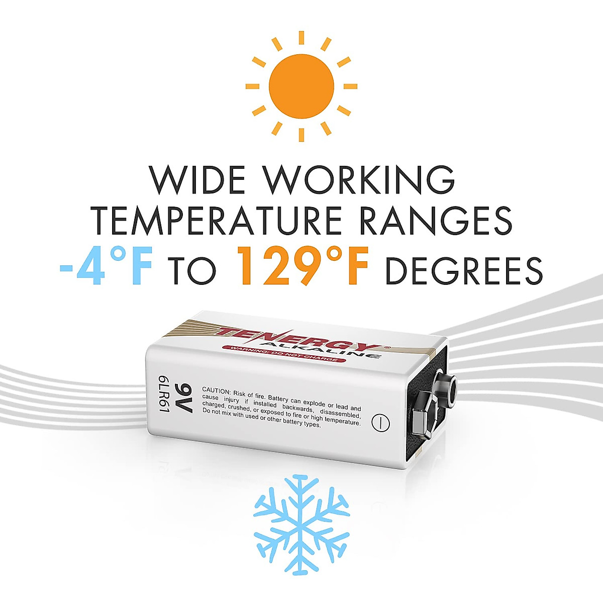 Tenergy 6LR61 9V Alkaline Battery, Non-Rechargeable Battery for Smoke Alarms, Guitar Pickups, Microphones and More, 12 Pack