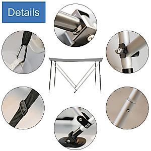 Bimini Tops for Boat 2 Bow Portable Foldable Bimini Top Oxford Cloth Cover with Aluminum Frame Quick Release Clips for Width 3.3-4.6 ft Rib,Small Jon Boat,Fishing Boat,Inflatable Boat,Dinghy