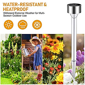 QEEPGG Solar Outdoor Lights, 12pcs Solar Lights Waterproof, Stainless Steel Lampshade LED Light, White Solar Landscape Lights for Lawn, Patio, Yard, Walkway, Driveway and Garden