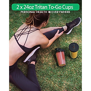 Real 900 Watts Smoothie Blender for Shakes and Smoothies, 7 in 1 Set Personal Blender, Germany 3D Stainless Steel 6-Leaves Blades Smoothie Maker with 2 Pieces 24 OZ Tritan Sport Cups