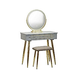 KJNS Makeup Vanity Set Dressing Table Touch Screen Mirror Stool 3 Lights Vanity Desk Makeup Vanity Side Tables Bedroom Vanity Table Portable Desk Vanity Set
