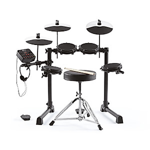 Alesis Drums Debut Kit – Kids Drum Set With 4 Quiet Mesh Electric Drum Pads, 120 Sounds, Drum Stool, Drum Sticks, Headphones and 100 Melodics Lessons