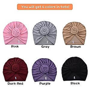 6 Pcs Head Wrap for Women Turban Hats Headband African Twist Knot Pre-Tied Headwraps for Female Beanie Caps