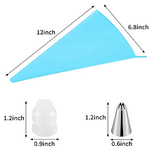 Tingjia Piping Bags and Tips Set, Cupcake Piping Tips Cake Decorating Kit with 12 Cake Frosting Icing Tips, 11 Pastry Bags, 3 Cake Scrapers, 1 Reusable Couplers for Baking