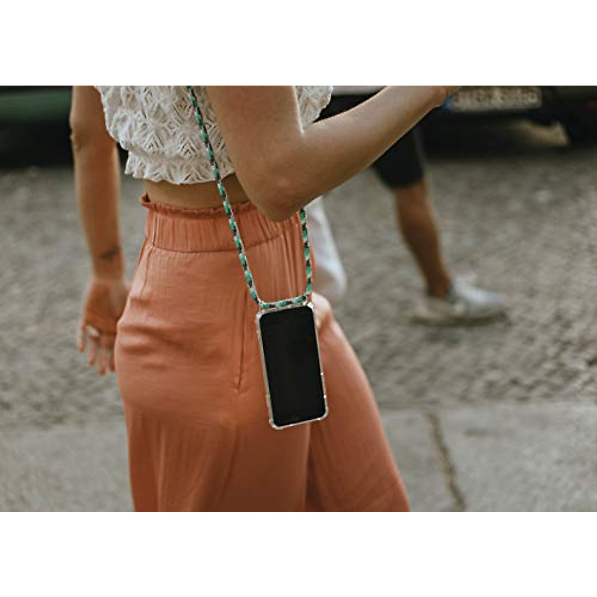 KILUCASE Smartphone Necklace - Clear Protective Anti-Shock Case with Lanyard Strap Cord in Charcoal Grey (Compatible with iPhone 11Pro)