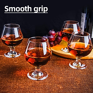 Brandy Snifters Glass Set of 6, 12 oz Classic Stemmed Cognac Glasses Glass Snifters Set Perfect for Scotch & Bourbon, Short Beer Tasting Glasses