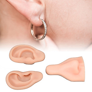 Silicone Ear,Reusable Silicone Nose Model,Piercing Practice Supplies,Displays Tool for Jewelry (Light Skin Color)