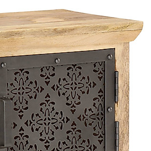 SLGSDMJ Mid-Century TV Stand, Industrial Modern TV Cabinet, Entertainment Center Stand Unit, Living Room Locker Table, TV Cabinet with Steel Doors 47.2"x11.8"x15.7" Solid Mango Wood