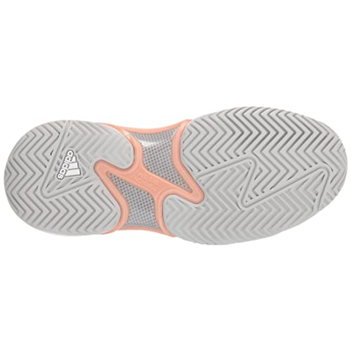 adidas Women's Barricade 12 Tennis Shoe, White/Silver Metallic/Ambient Blush, 8