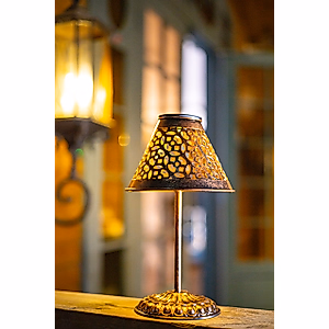 FLJZCZM Solar Lanterns Lights Outdoor Lantern Hanging Garden Metal Bronze Retro Light Battery Table Lamp Decorative Yard Camping Waterproof (Antique Bronze)